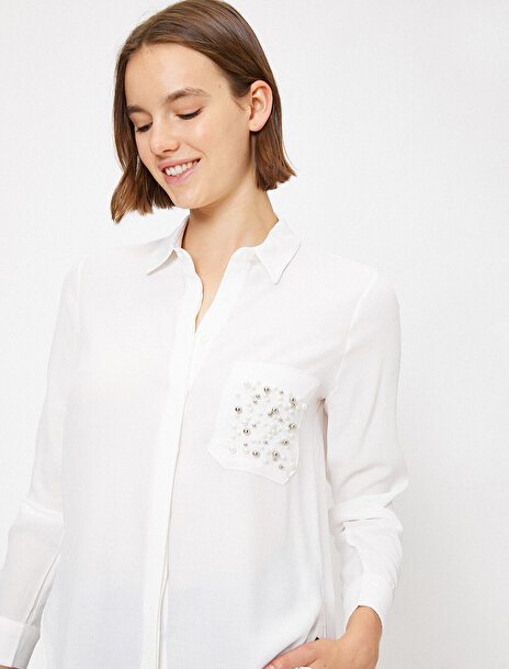 Koton Kadın Boncuk Detaylı Gömlek