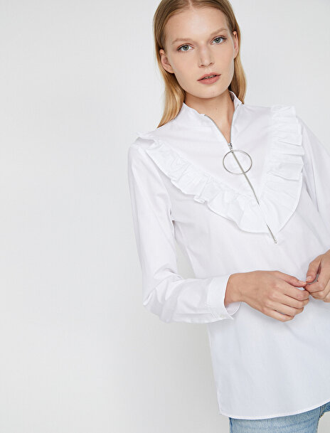 Koton Kadın Fermuar Detaylı Bluz