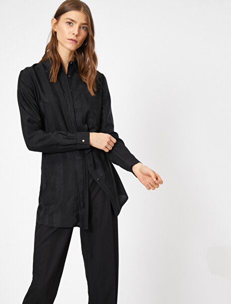 Koton Kadın Jakar Kemer Detaylı Gömlek