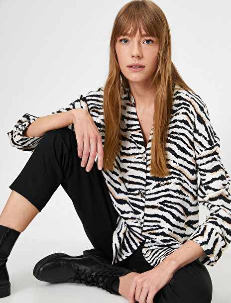 Koton Kadın Zebra Desenli Gömlek