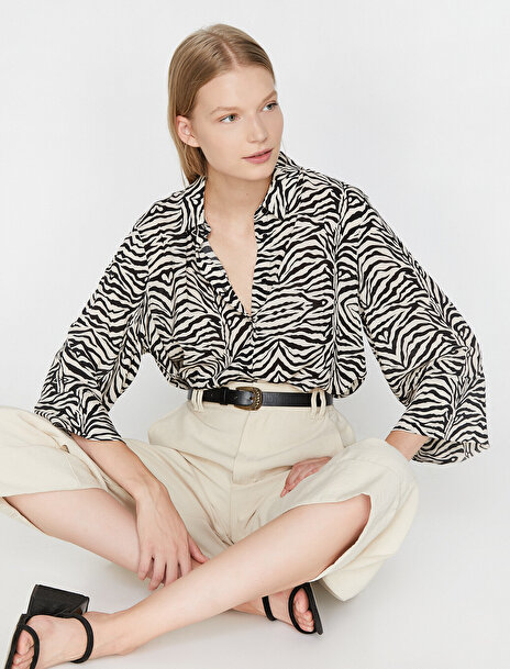 Koton Kadın Zebra Desenli Gömlek