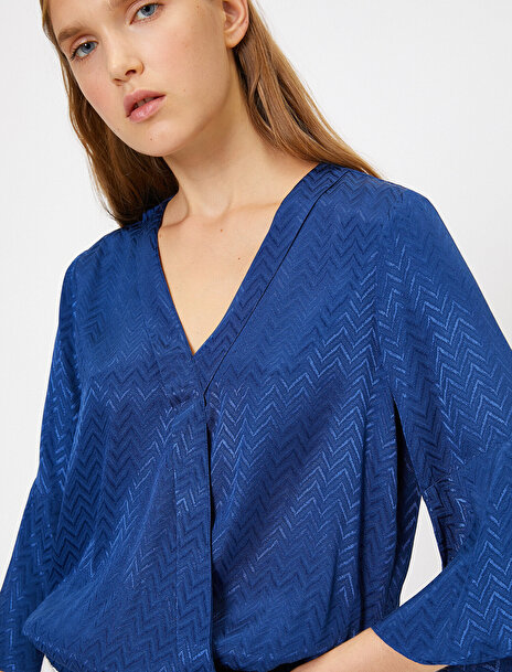 Koton Kadın Uzun Kollu Jakar Anvelop Bluz