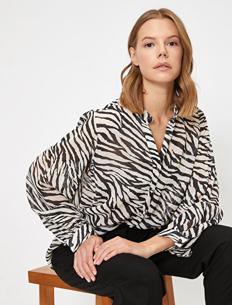 Koton Kadın Zebra Desenli Gömlek