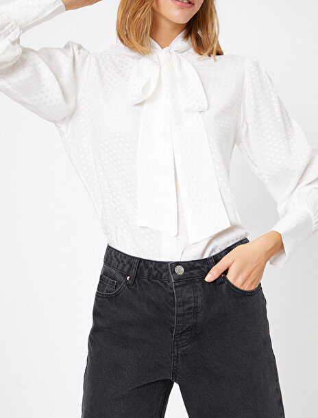 Koton Kadın Fular Detaylı Uzun Kollu Gömlek