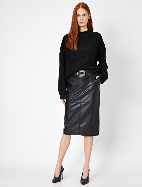 Koton Kadın Deri Görünümlü Etek