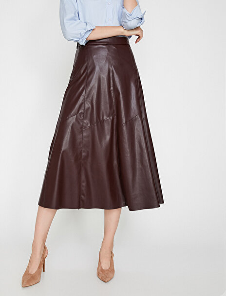 Koton Kadın Deri Görünümlü Etek