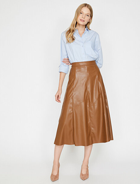 Koton Kadın Deri Görünümlü Etek
