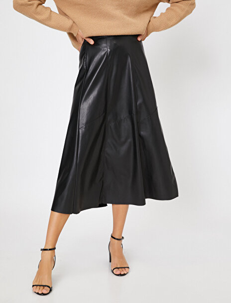 Koton Kadın Deri Görünümlü Etek
