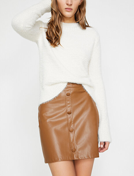 Koton Kadın Deri Görünümlü Etek