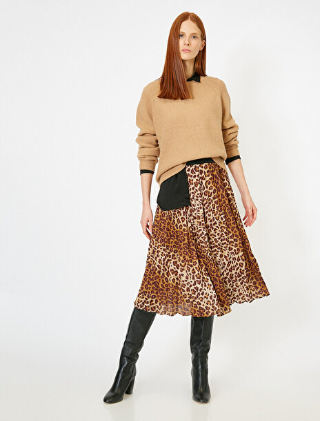 Koton Kadın Leopar Desenli Etek