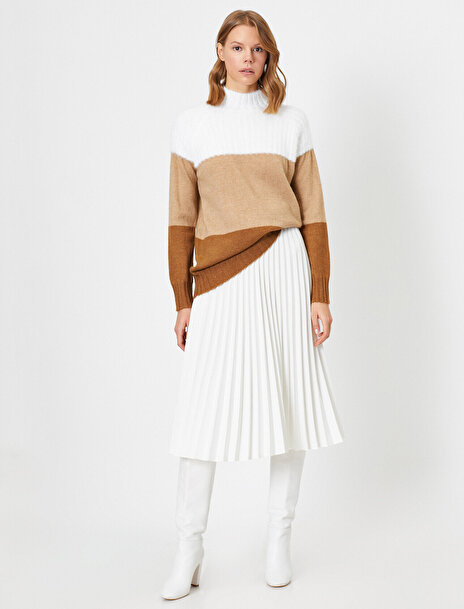 Koton Kadın Pilili Midi Etek