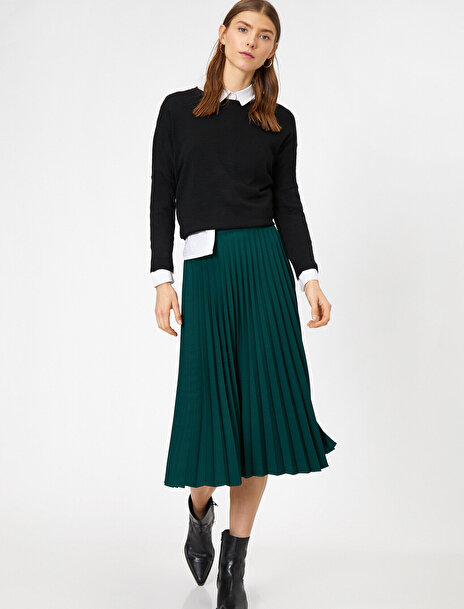 Koton Kadın Pilili Midi Etek