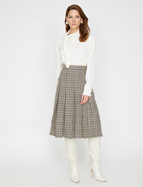 Koton Kadın Ekose Pilili Etek