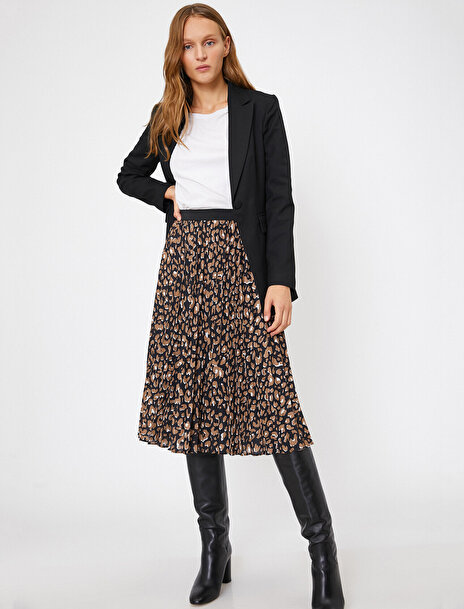 Koton Kadın Leopar Desenli Etek