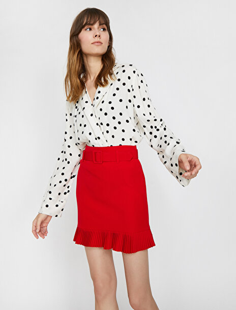 Koton Kadın Kemer Detaylı Altı Pileli Etek Koton Kadın Kemer Detaylı Altı Pileli Etek