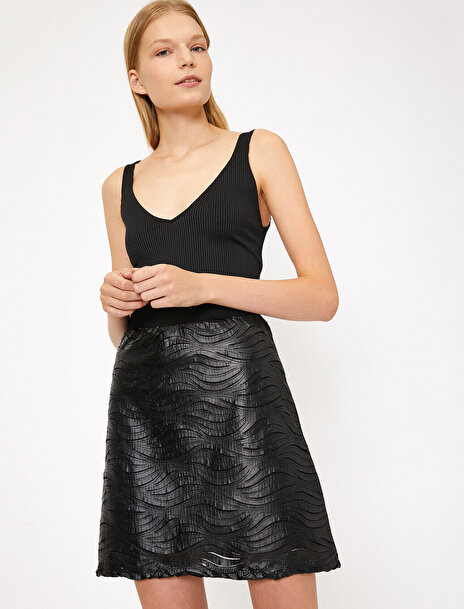 Koton Kadın Deri Görünümlü Etek