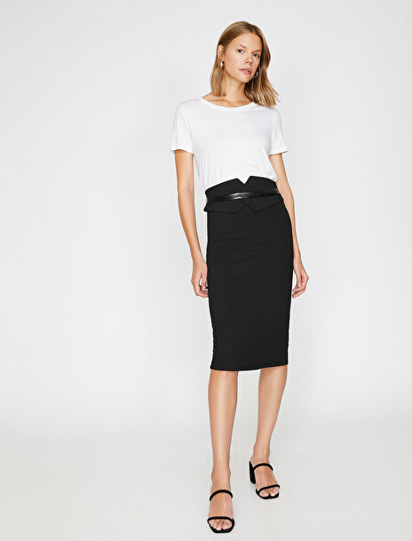 Koton Kadın Deri Detaylı Etek