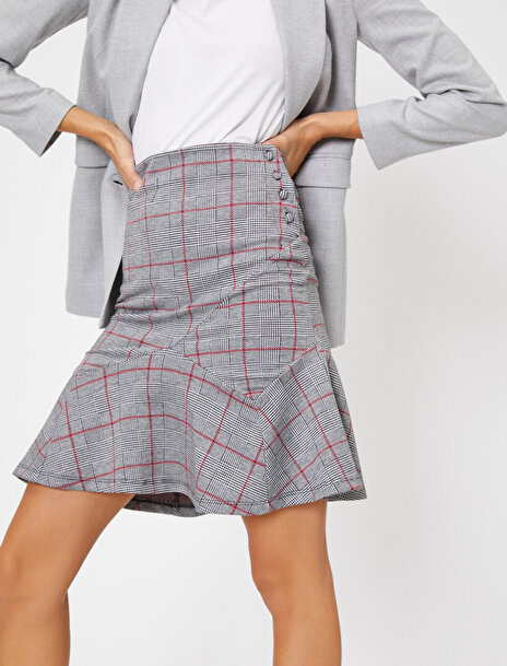 Koton Kadın Ekoseli Asimetrik Etek