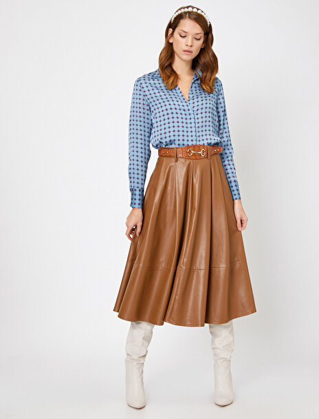 Koton Kadın Suni Deri Görünümlü Etek