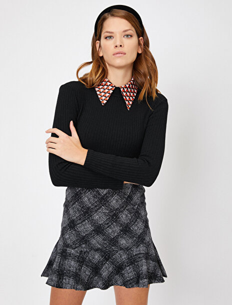 Koton Kadın Kareli Mini Etek