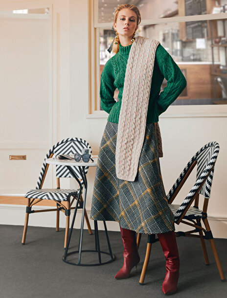 Koton Kadın Ekose Midi Etek