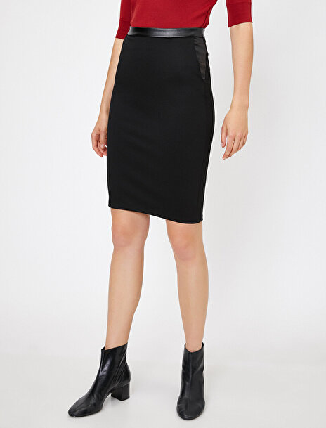 Koton Kadın Deri Detaylı Etek