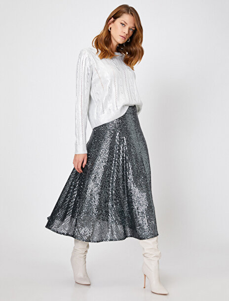 Koton Kadın Payetli Midi Etek