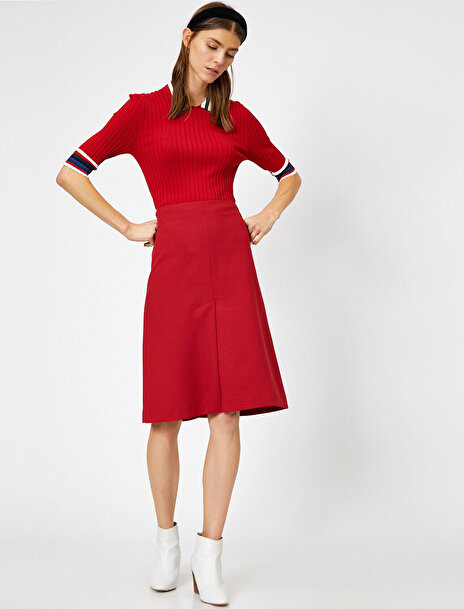 Koton Kadın Kemerli Yirtmaçli Etek