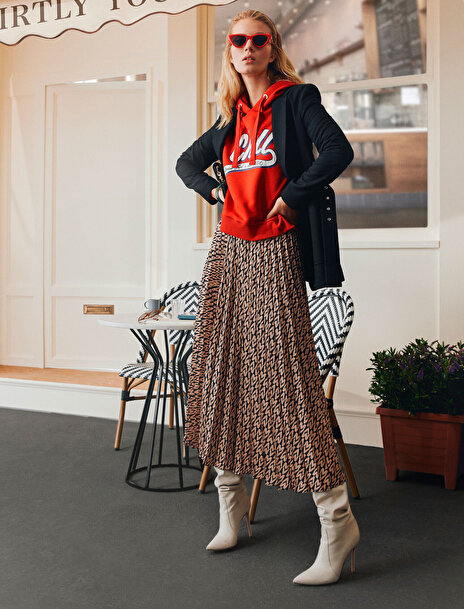 Koton Kadın Pileli Midi Etek