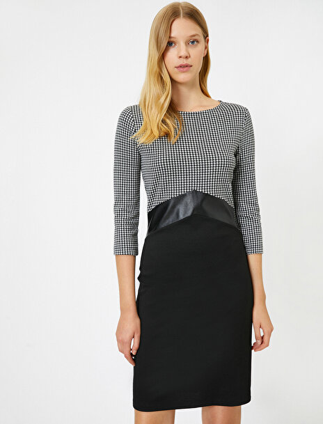 Koton Kadın Deri Detaylı Elbise