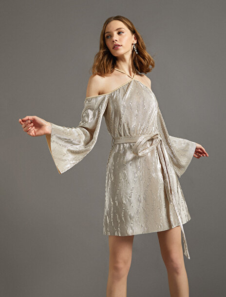 Koton Kadın Parlak  Elbise Abiye Beli Bağlamalı