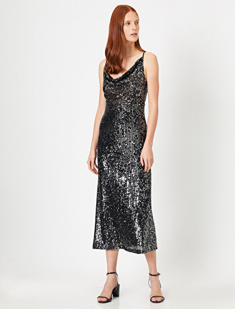 Koton Kadın Payetli Elbise Abiye Uzun Kamisol