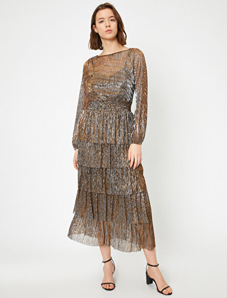 Koton Kadın Fırfır Detaylı Elbise Abiye