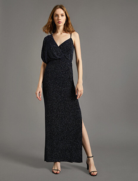 Koton Kadın Yırtmaçlı Elbise Abiye Simli Kruvaze Uzun Koton Kadın Yırtmaçlı Elbise Abiye Simli Kruvaze Uzun