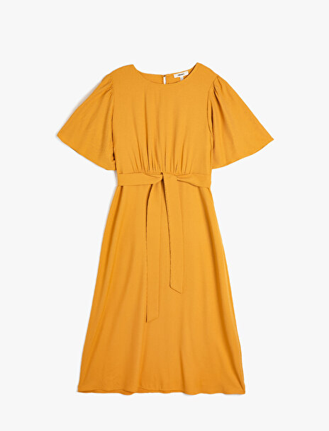 Koton Kadın Kısa Kollu Bisiklet Yaka Kuşaklı Elbise