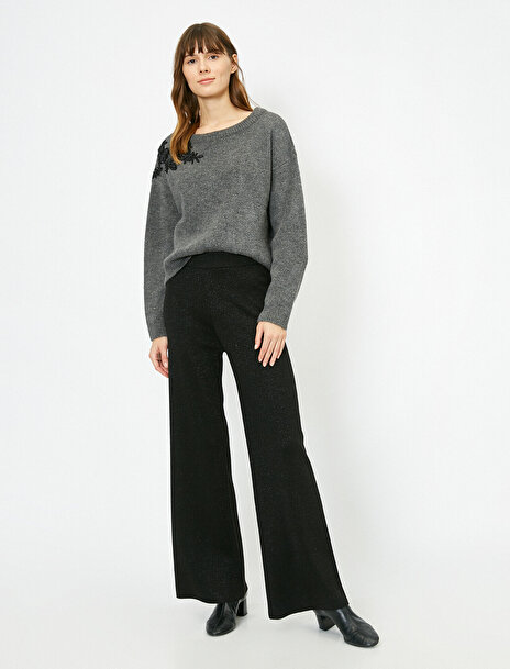 Koton Kadın Sim Detaylı Triko Pantolon