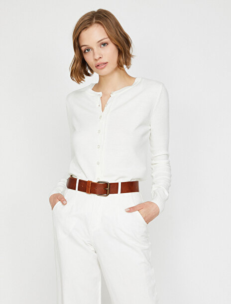 Koton Kadın Düğme Detaylı Triko Hırka