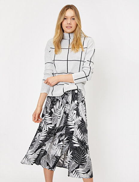 Koton Kadın Kareli Triko Kazak Koton Kadın Kareli Triko Kazak