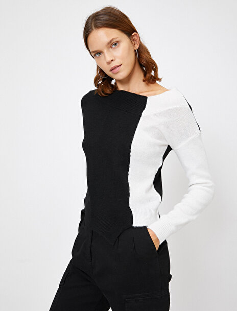 Koton Kadın Renk Bloklu Triko Kazak