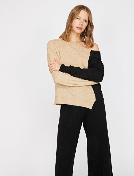 Koton Kadın Renk Bloklu Triko Kazak