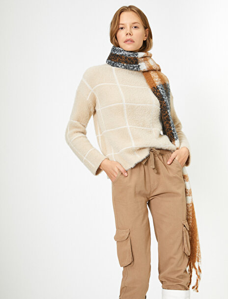 Koton Kadın Kareli Triko Kazak