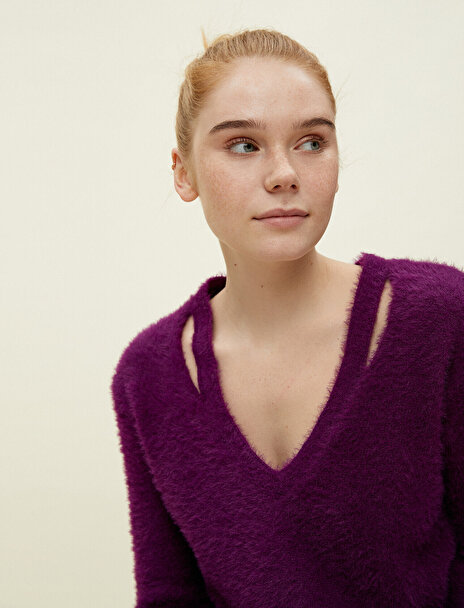 Koton Kadın Sırt Detaylı Triko Kazak