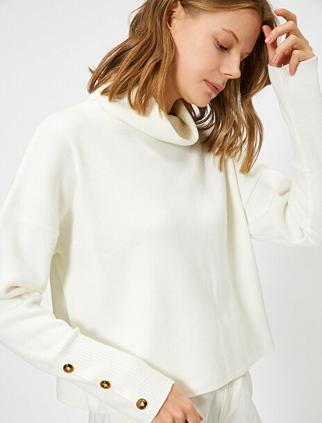 Koton Kadın Düğme Detaylı Triko Kazak