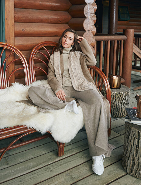 Koton Kadın Geniş Paça Triko Pantolon