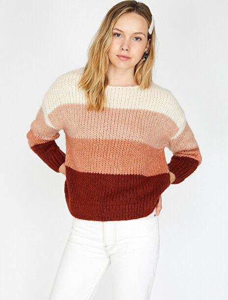 Koton Kadın Renk Bloklu Triko Kazak