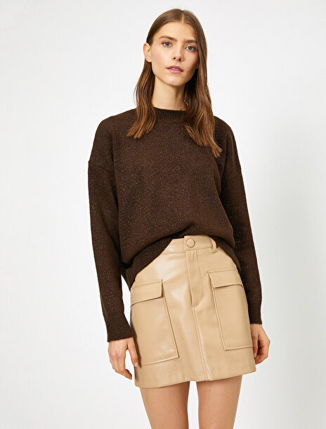 Koton Kadın Sim Detaylı Triko Kazak