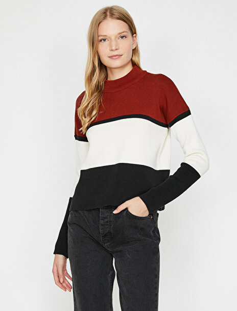 Koton Kadın Renk Bloklu Triko Kazak