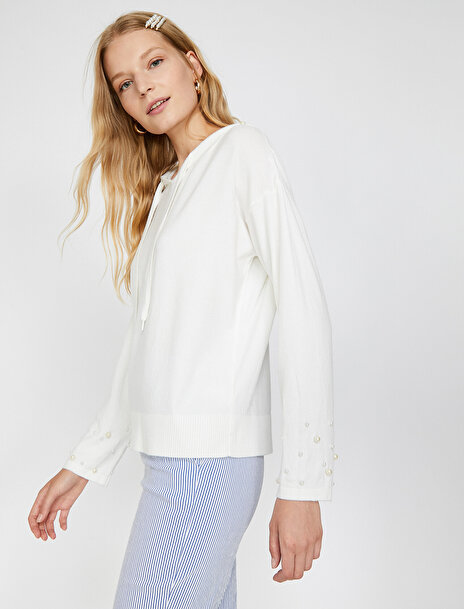 Koton Kadın İnci Detaylı Triko Kazak Koton Kadın İnci Detaylı Triko Kazak