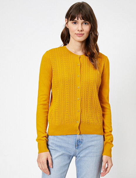 Koton Kadın Düğme Detaylı Triko Hırka