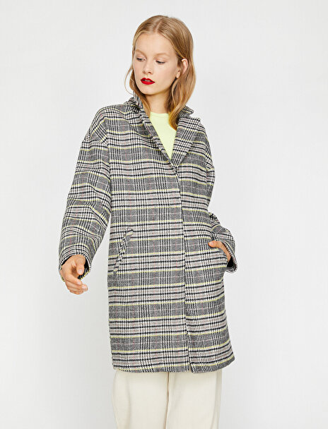 Koton Ole Genç Kız Kareli KAtlı Yaka Kaban